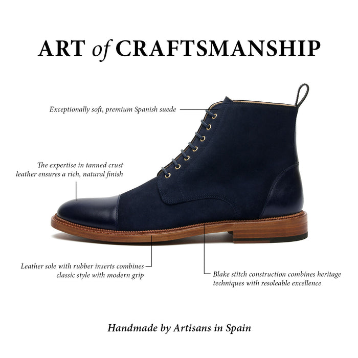 The Troy Boot - Navy Suede Boots | TAFT