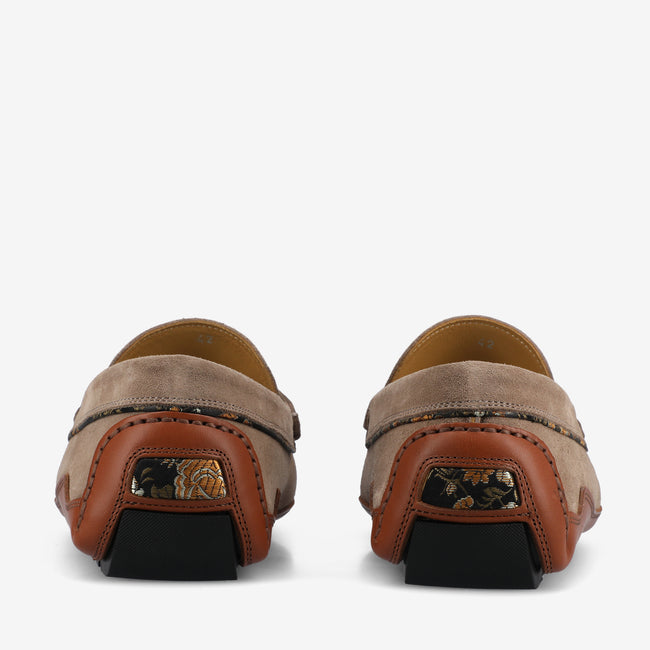 The Luke Driver Moc | Men's Slip On in Taupe Suede
