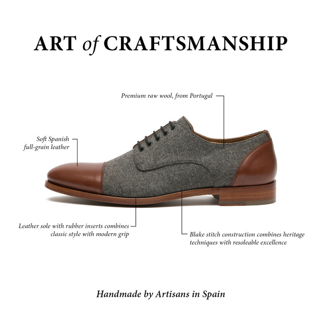 The Jack Shoe - Grey/Brown Leather Shoes | TAFT